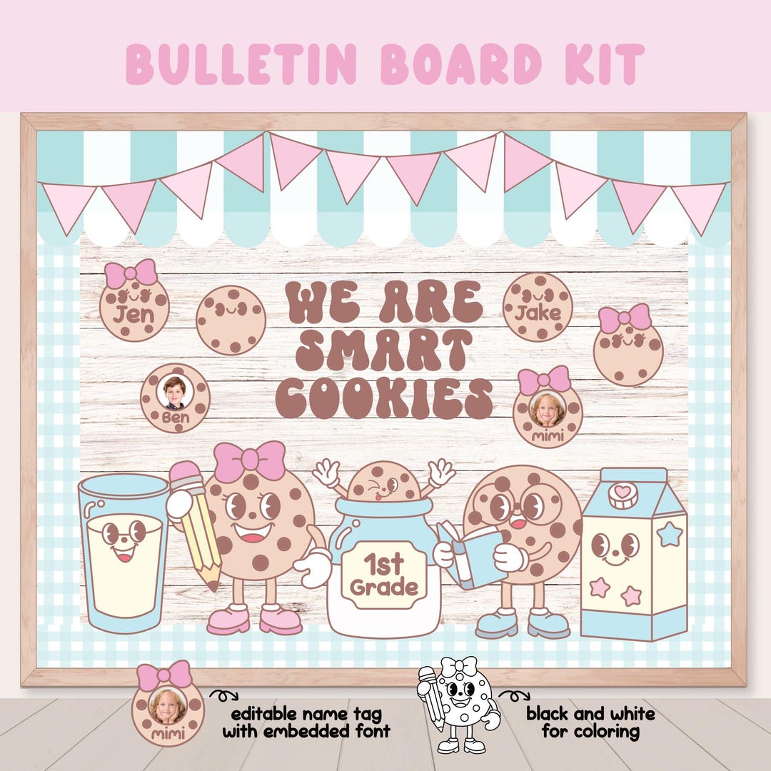 Pastel Groovy Retro School Bulletin Board Kit, Cookie Crew Clipart ...