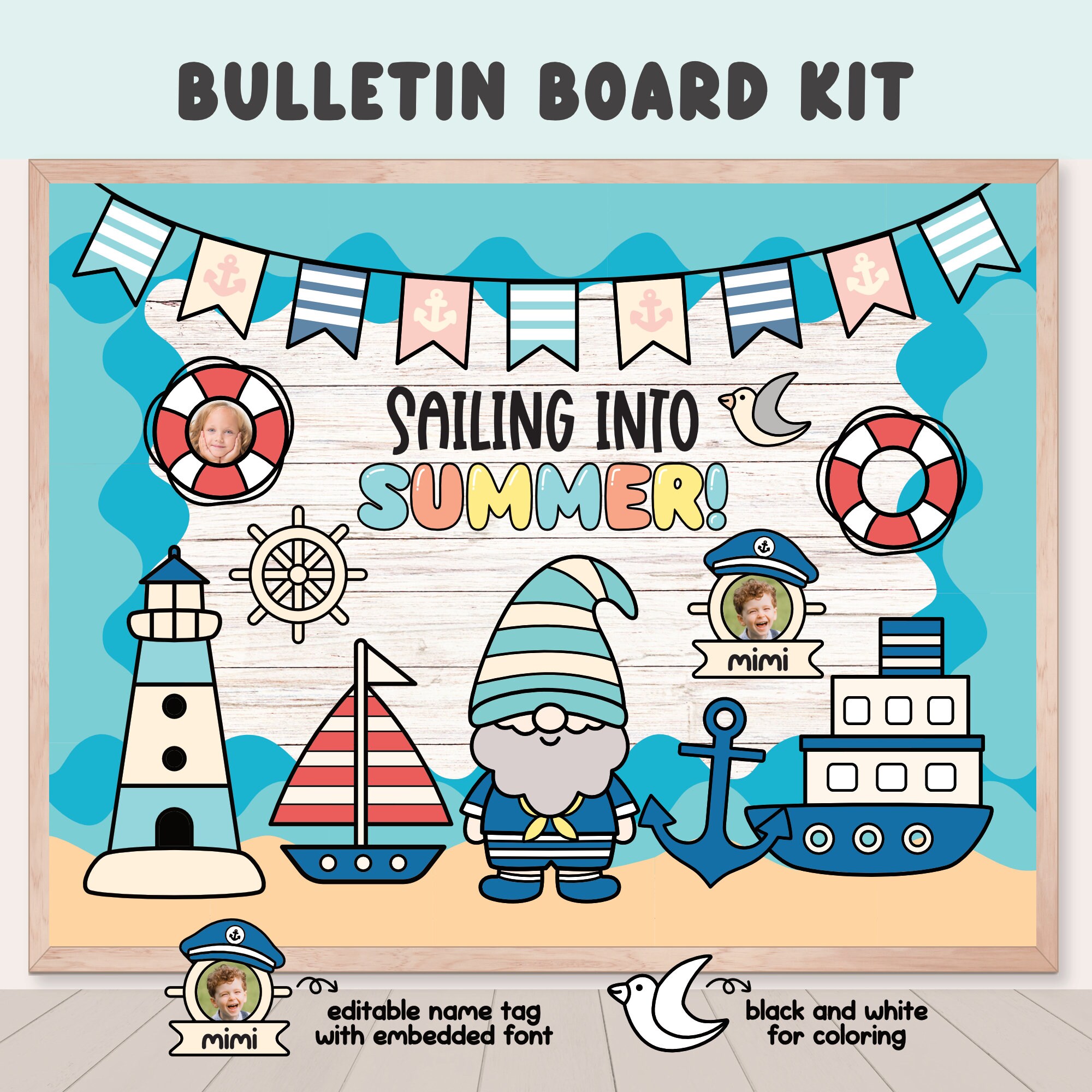 Summer Bulletin Board Kit, Ocean Craft Clipart, Nautical Door ...