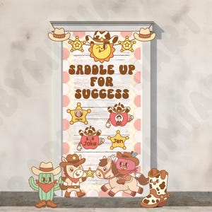 Western Groovy Retro School Bulletin Board, Howdy Saddle up for Success ...