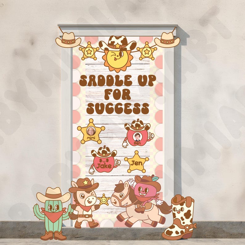Western Groovy Retro School Bulletin Board, Howdy Saddle up for Success ...
