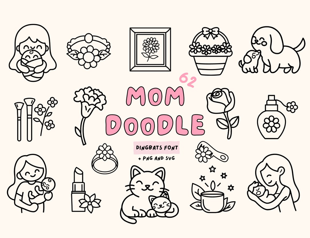 Mom Doodle Font Dingbat Font Digital Planning Font - Etsy UK