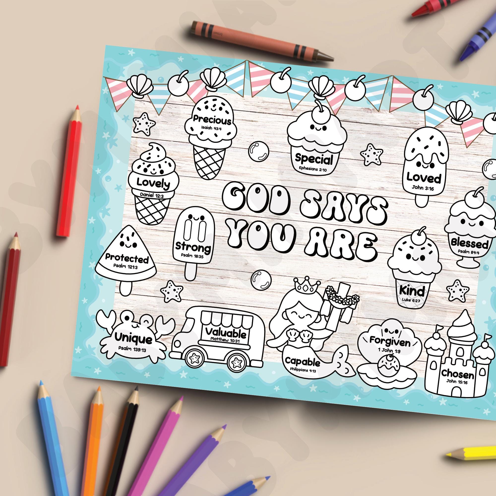 Christian Religious Summer Bulletin Board, God Says You Are, Ocean ...