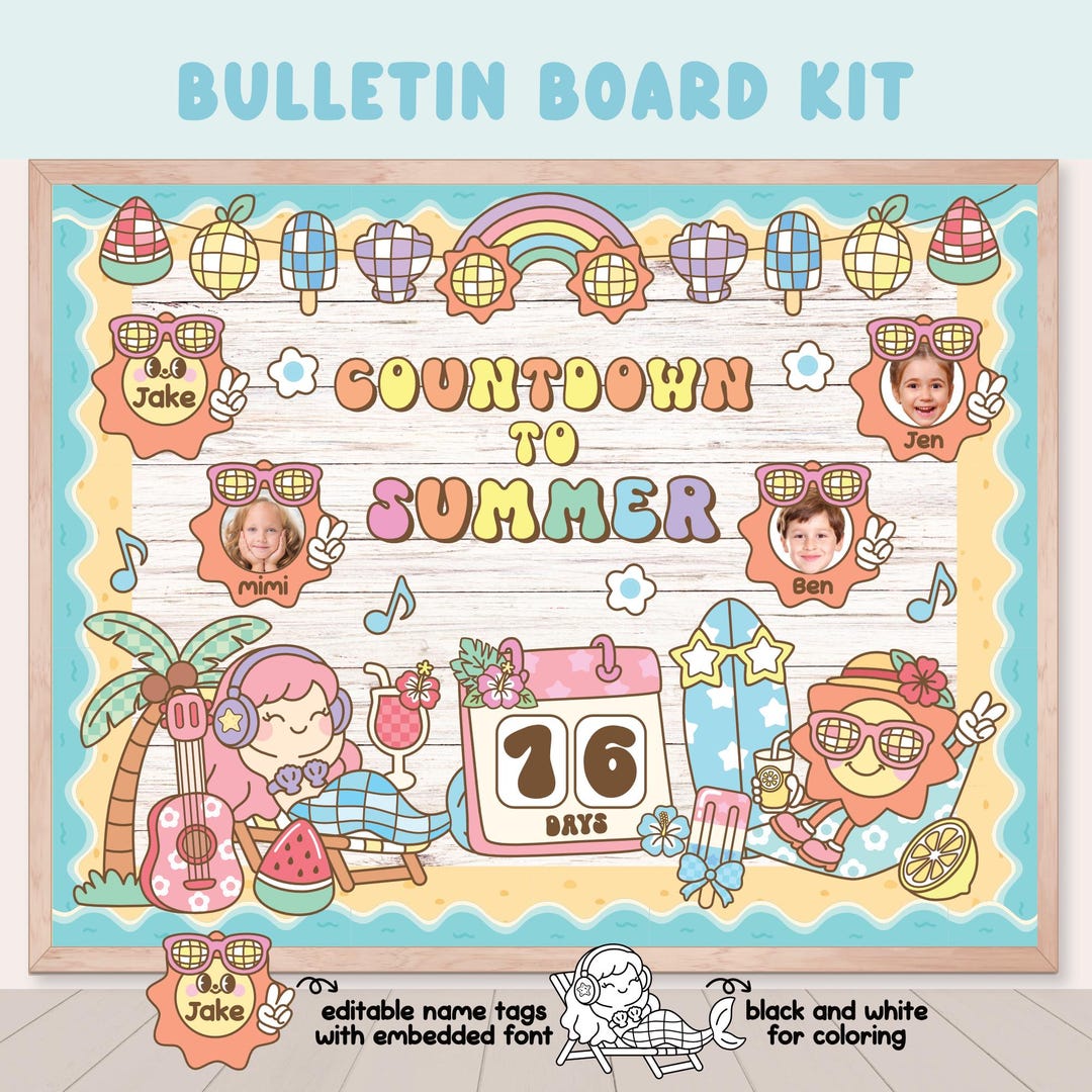 Groovy Retro Countdown to Summer Bulletin Board, May June End of Year ...