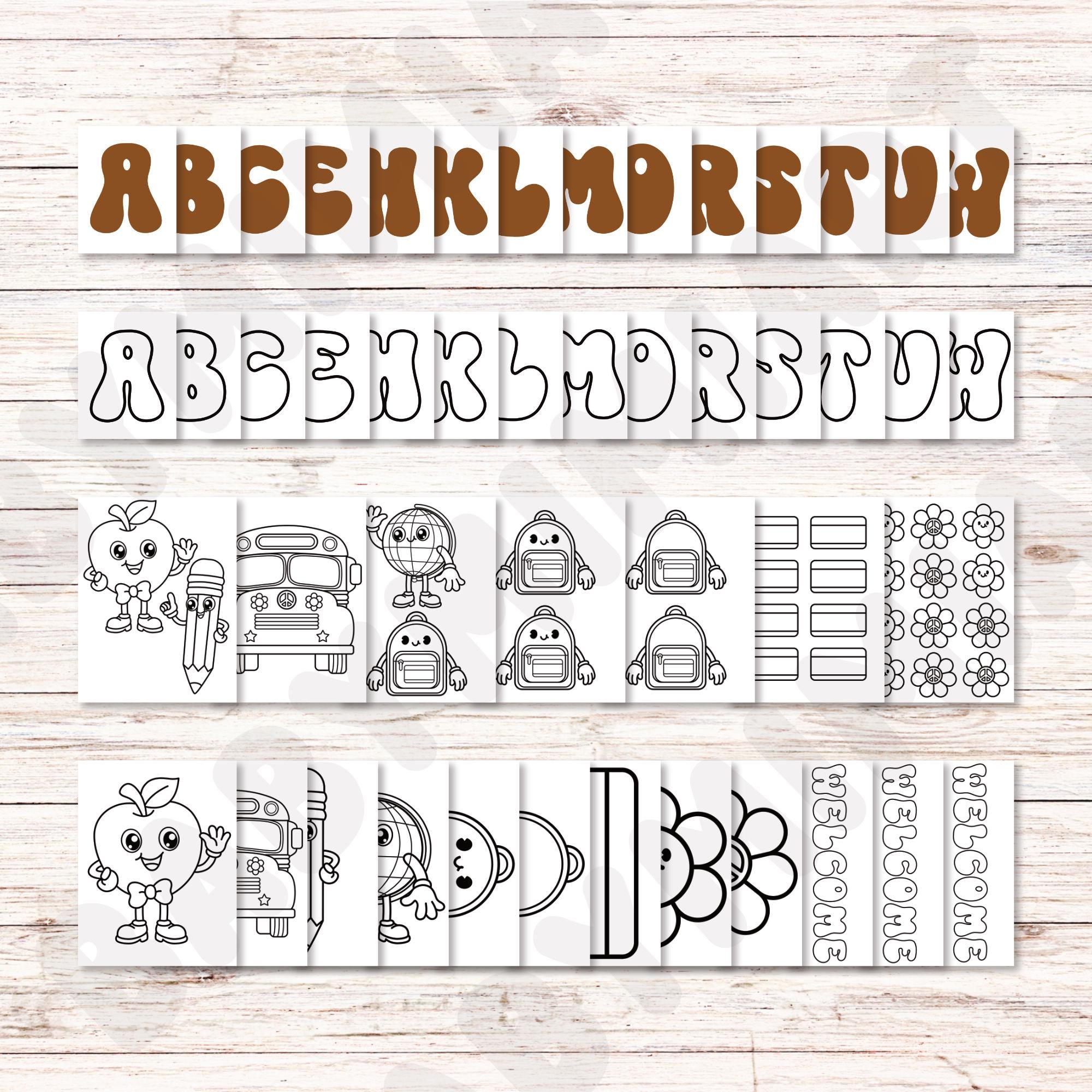 Groovy Retro School Bulletin Board Kit, Back to School Clipart, Groovy ...