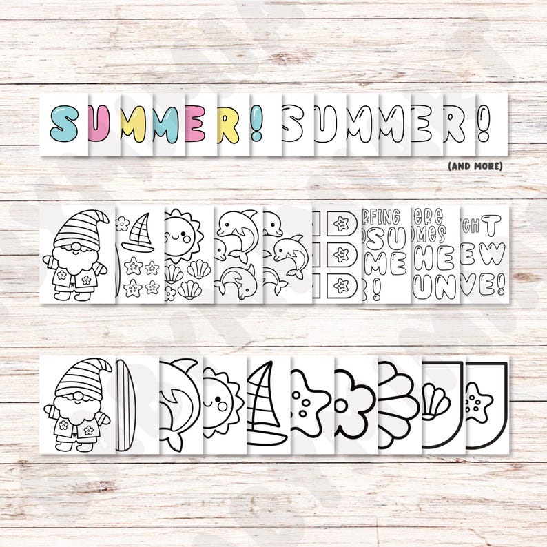 Summer Bulletin Board Kit, Ocean Beach Craft Clipart, Summer Door Decor ...