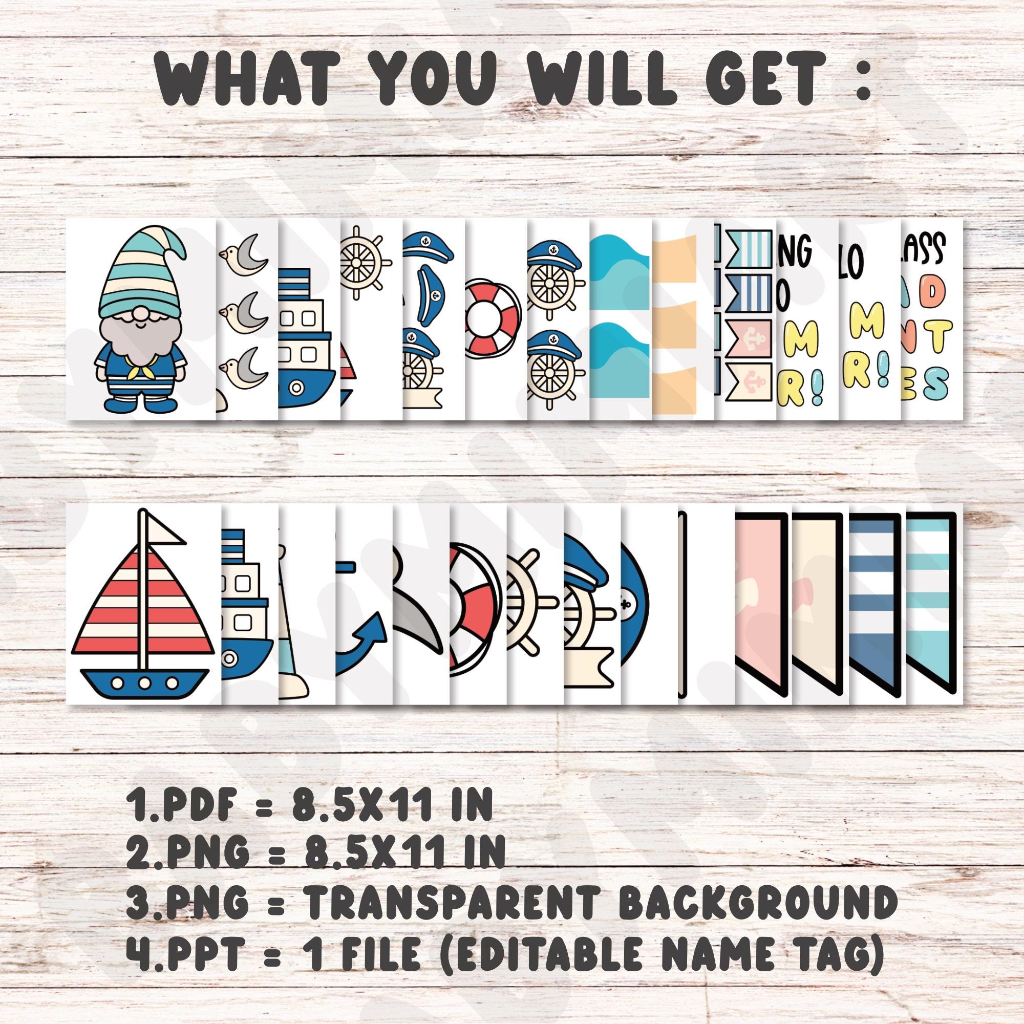 Summer Bulletin Board Kit, Ocean Craft Clipart, Nautical Door ...