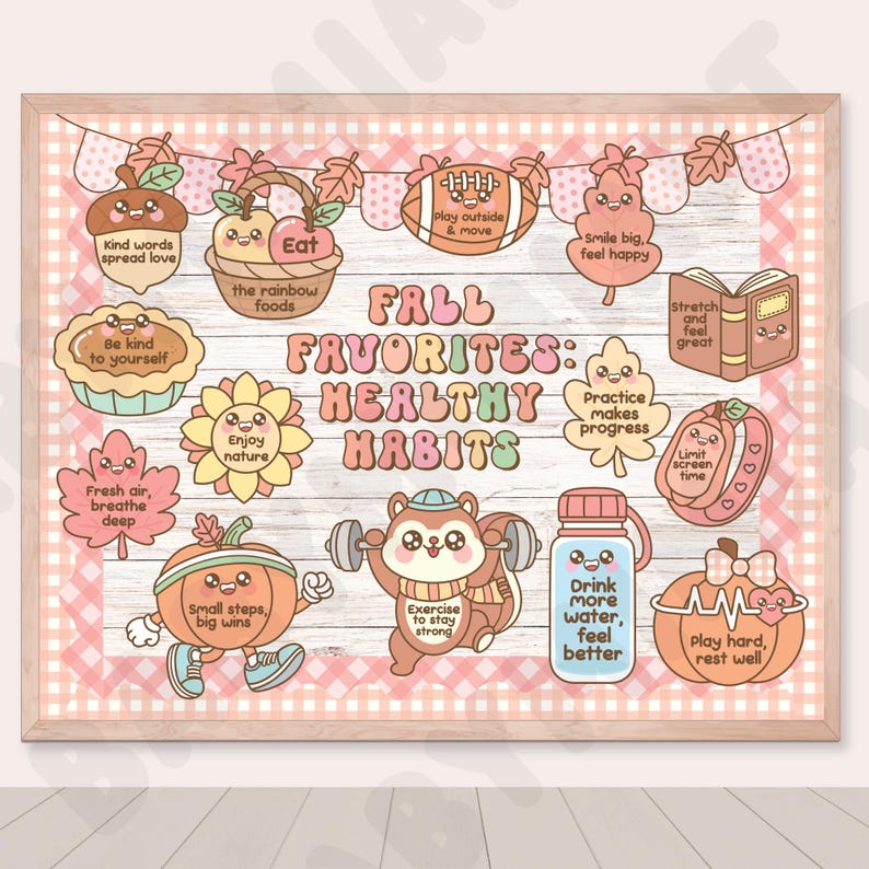Fall Autumn Healthy Habits Bulletin Board, Growth Mindset Door Decor ...