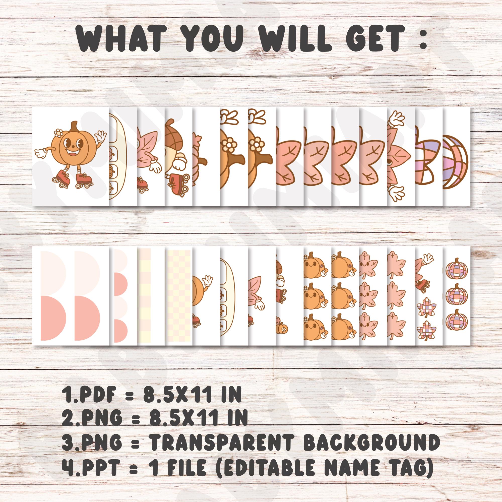 Groovy Retro Fall Autumn Bulletin Board Kit, Retro Pumpkin Clipart ...