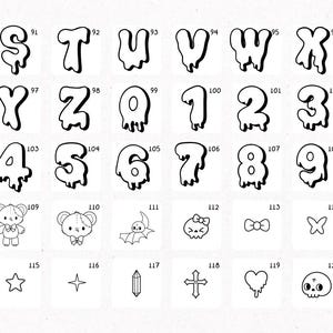 120 Creepy Kawaii Dripping Letter Procreate Stamps, Alphabet Procreate ...