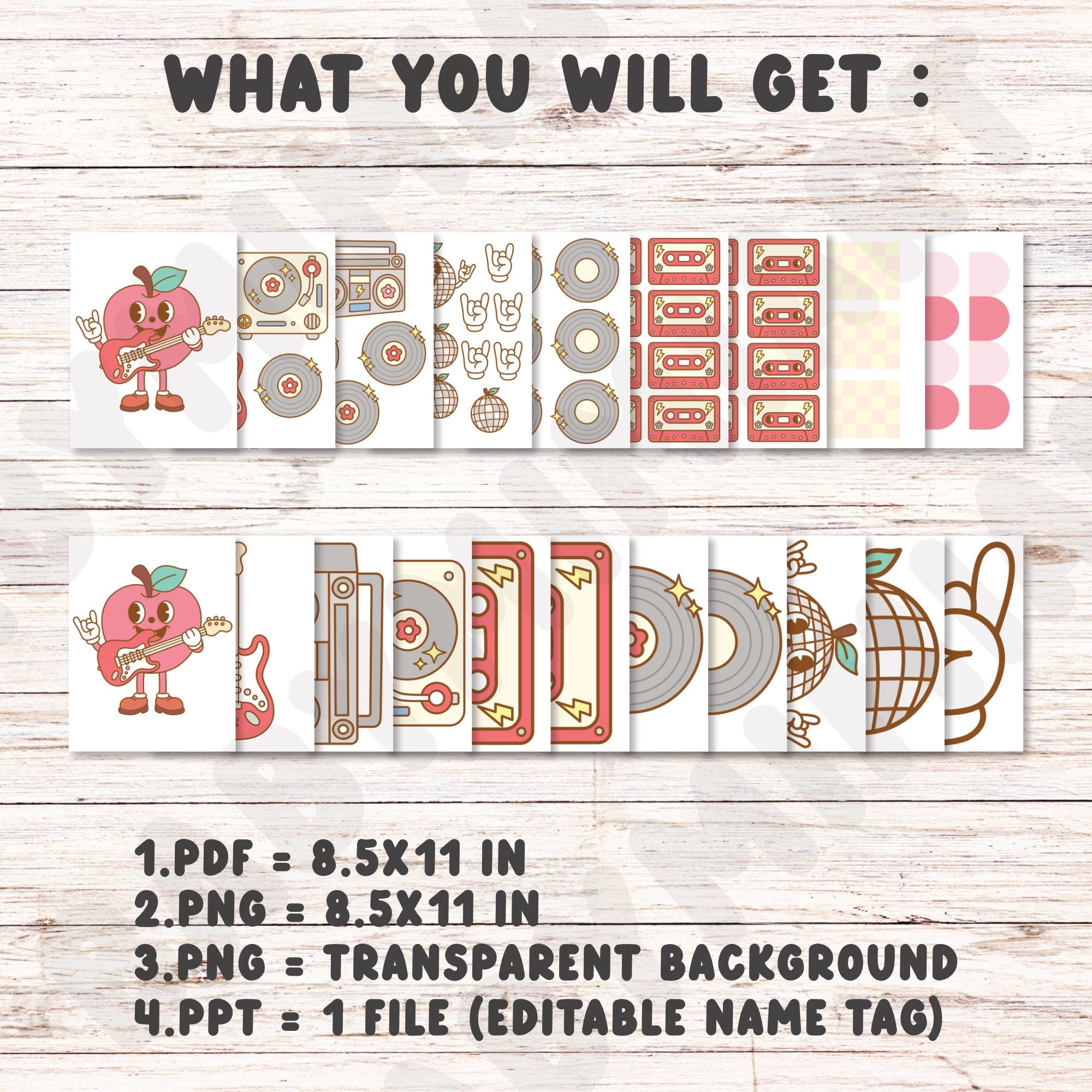 Groovy Retro School Bulletin Board Kit, Rock and Roll Clipart, Groovy ...