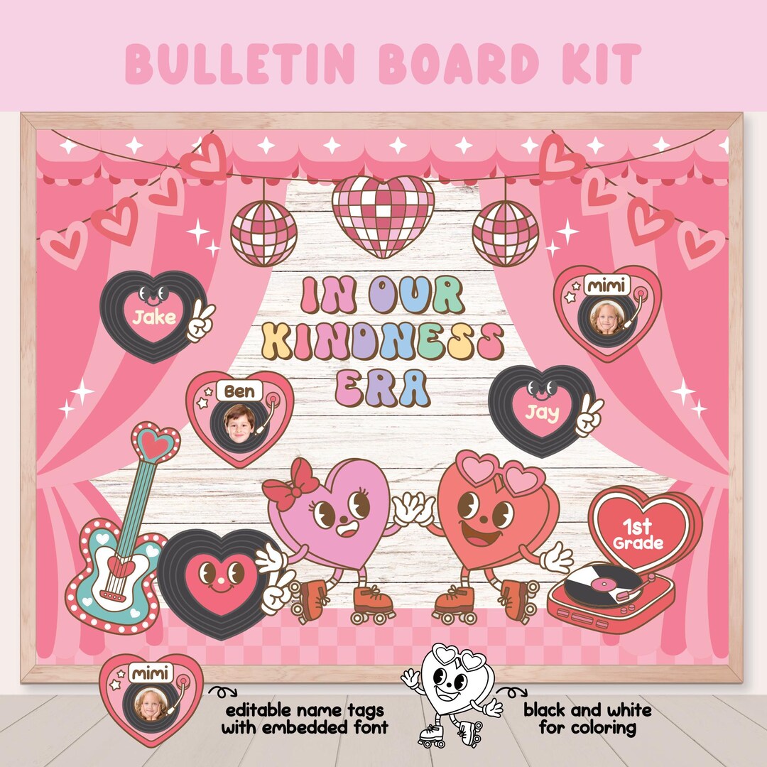 Groovy Retro Valentines Day Kindness Bulletin Board, in Our Kindness ...