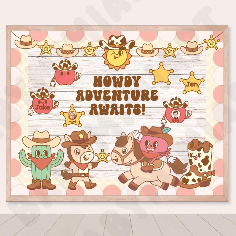 Western Groovy Retro School Bulletin Board, Howdy Saddle up for Success ...