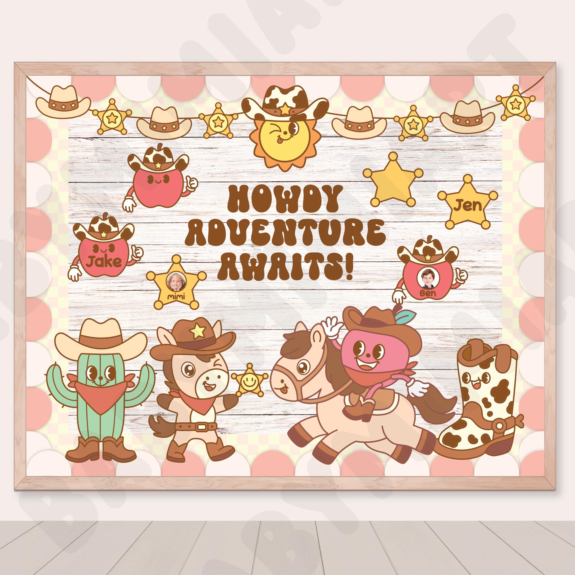 Western Groovy Retro School Bulletin Board, Howdy Saddle up for Success ...