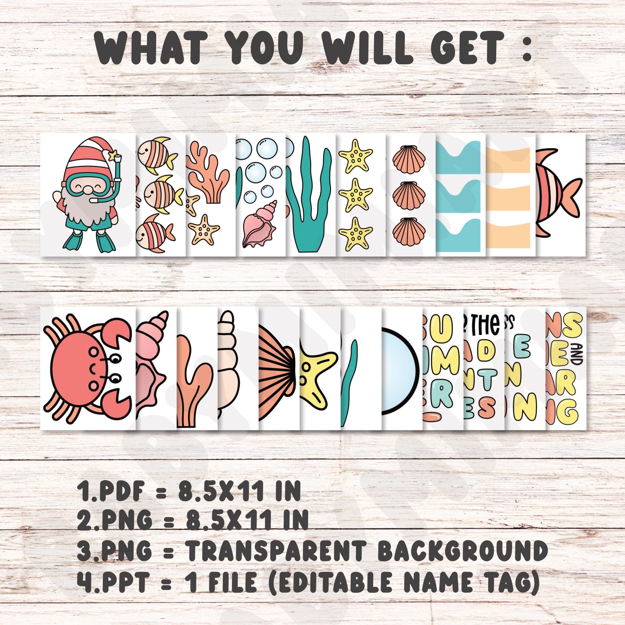 Summer Bulletin Board Kit, Ocean Craft Clipart, Summer Door Decoration ...