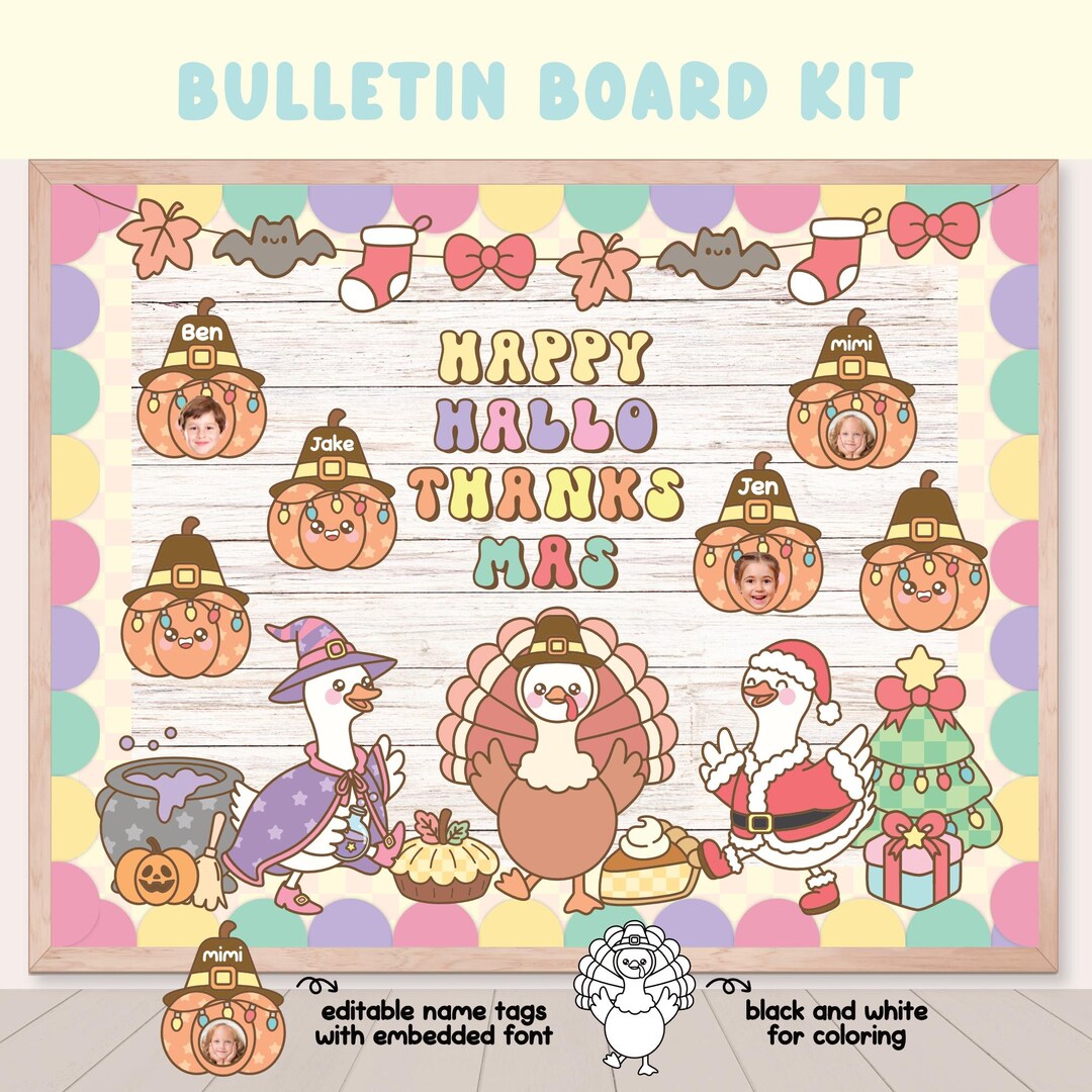 Groovy Silly Goose Hallothanksmas Bulletin Board Kit: October Door ...