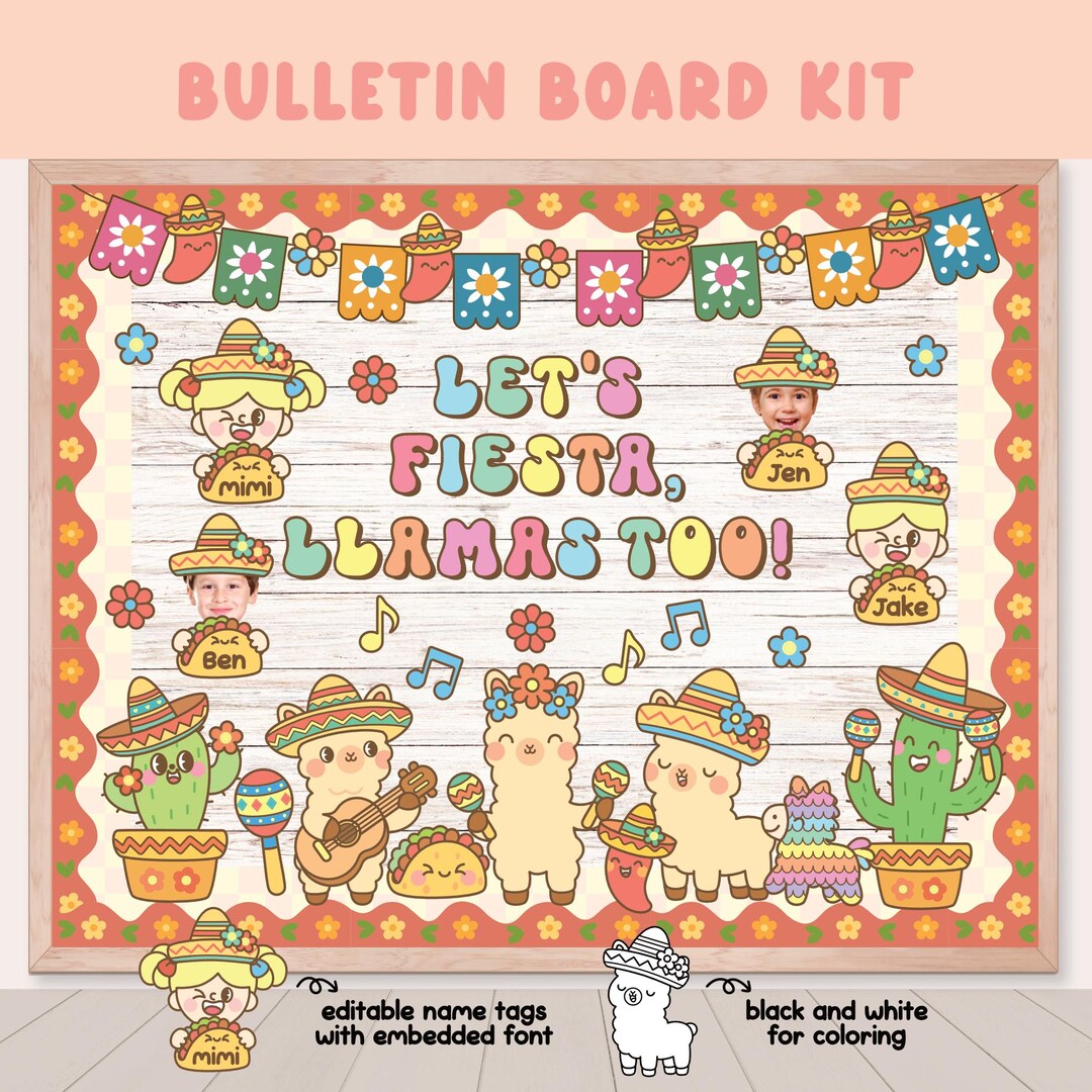 Cinco De Mayo Bulletin Board, Let's Fiesta, Spring Llamas Too Door ...