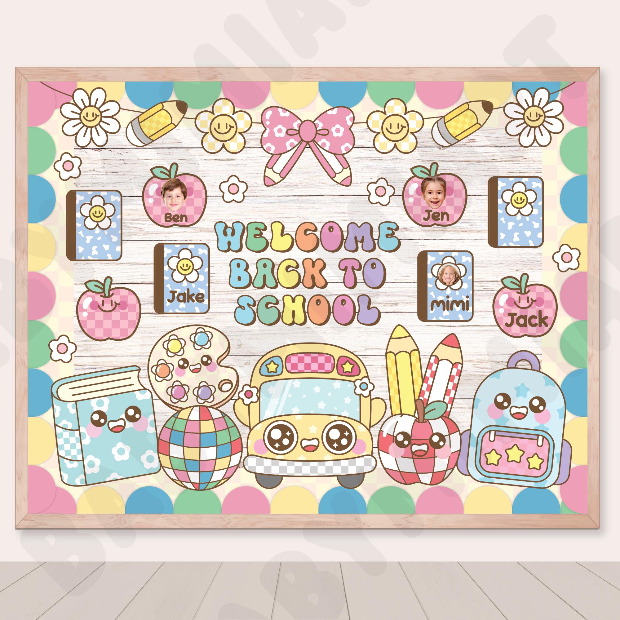 Retro Back to School Bulletin Board Kit: Groovy Door Decor (editable ...