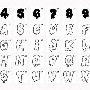 120 Creepy Kawaii Dripping Letter Procreate Stamps, Alphabet Procreate ...