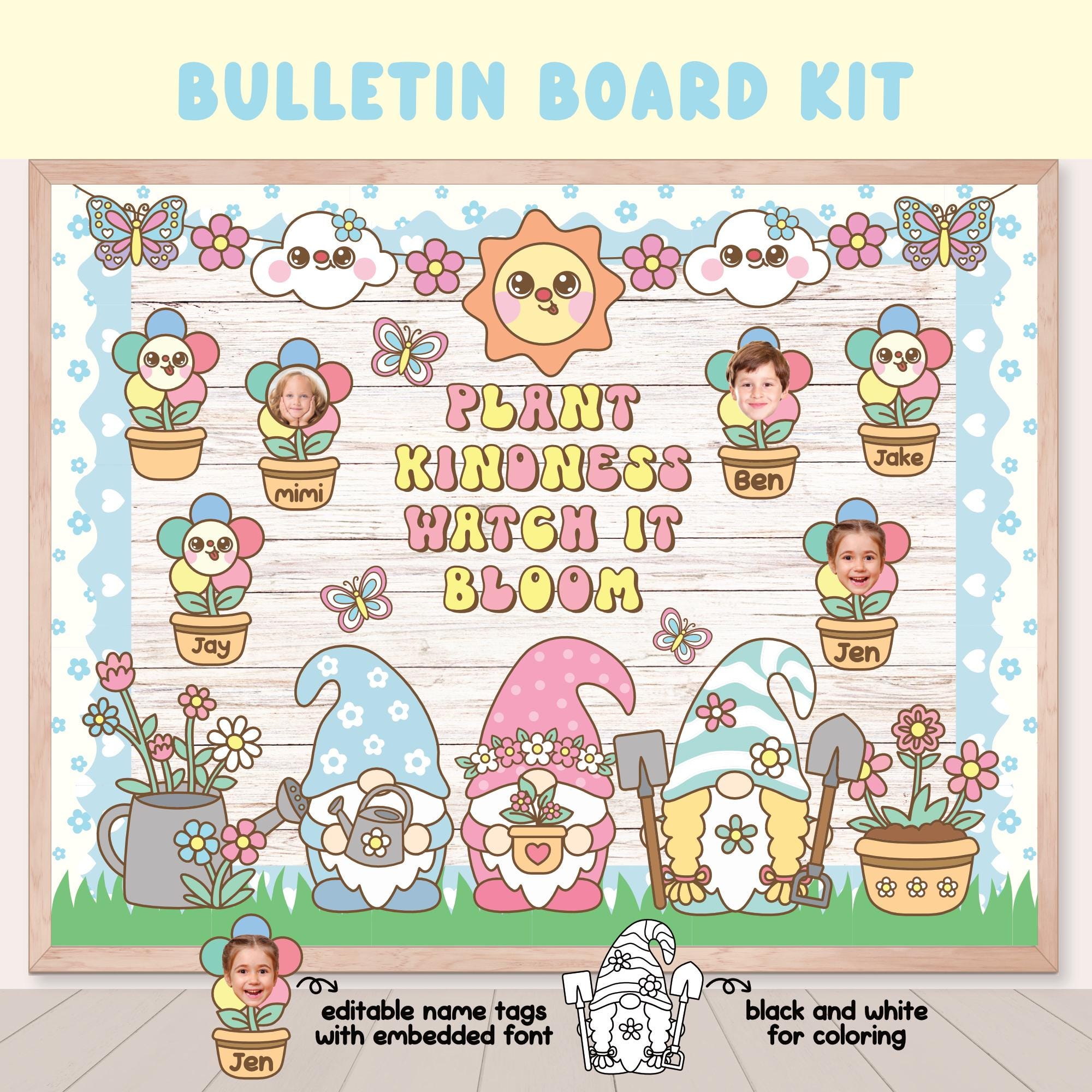 Spring Gnome Kindness Bulletin Board, Plant Kindness and Watch It Bloom ...