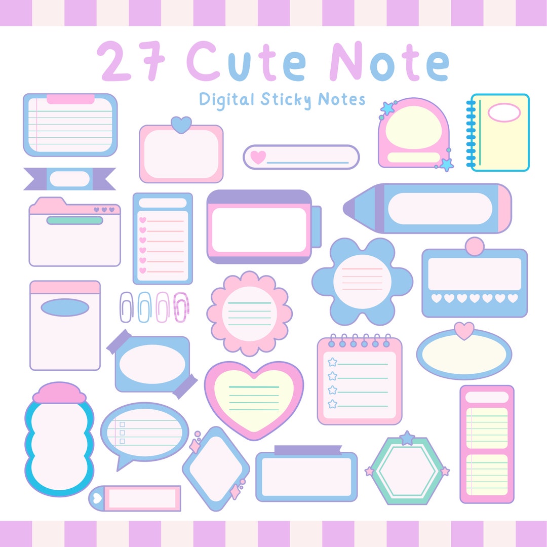 Cute 27 Pastel Digital Sticky Notes, Digital Note Planner, Goodnotes ...