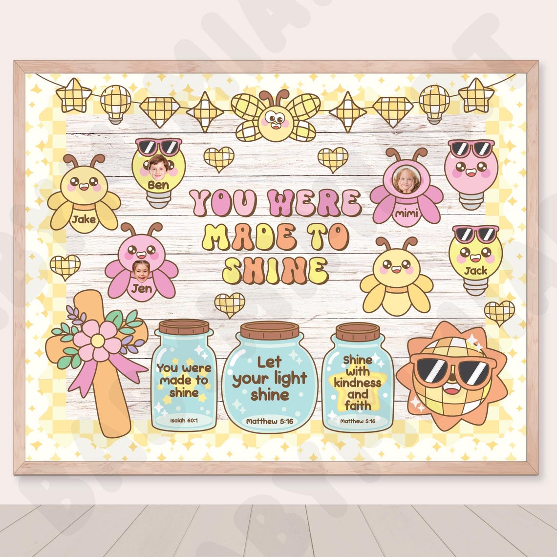 Let Your Light Shine Bulletin Board, Disco Ball Light Bulb Shine Bright ...