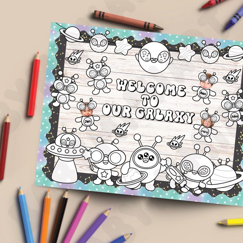 Outer Space Alien Bulletin Board Kit: School Door Decor (editable Name ...