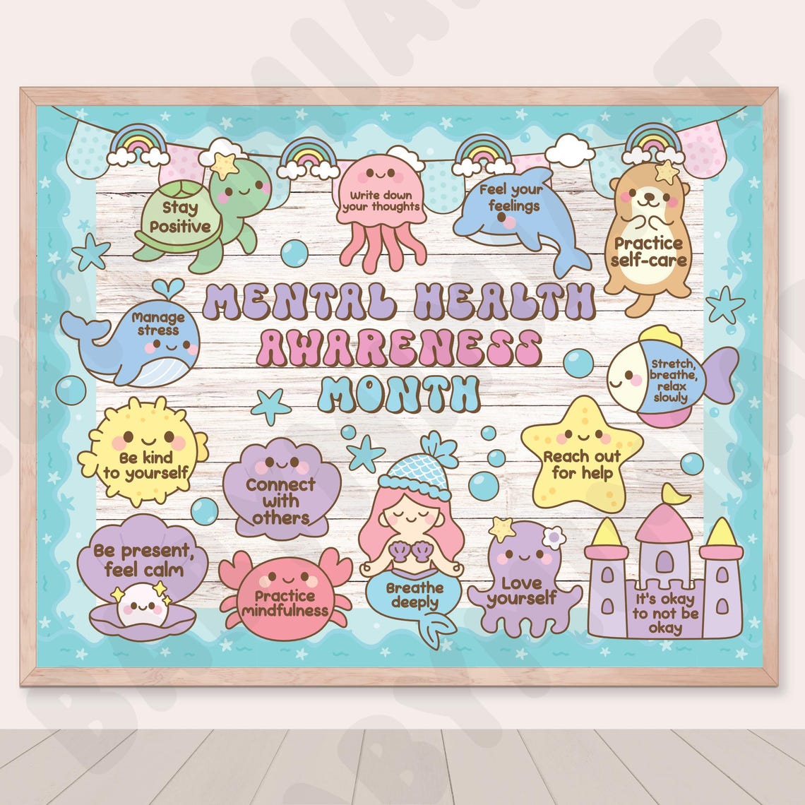 Summer Mental Health Bulletin Board, May Ocean Under the Sea Wellness ...