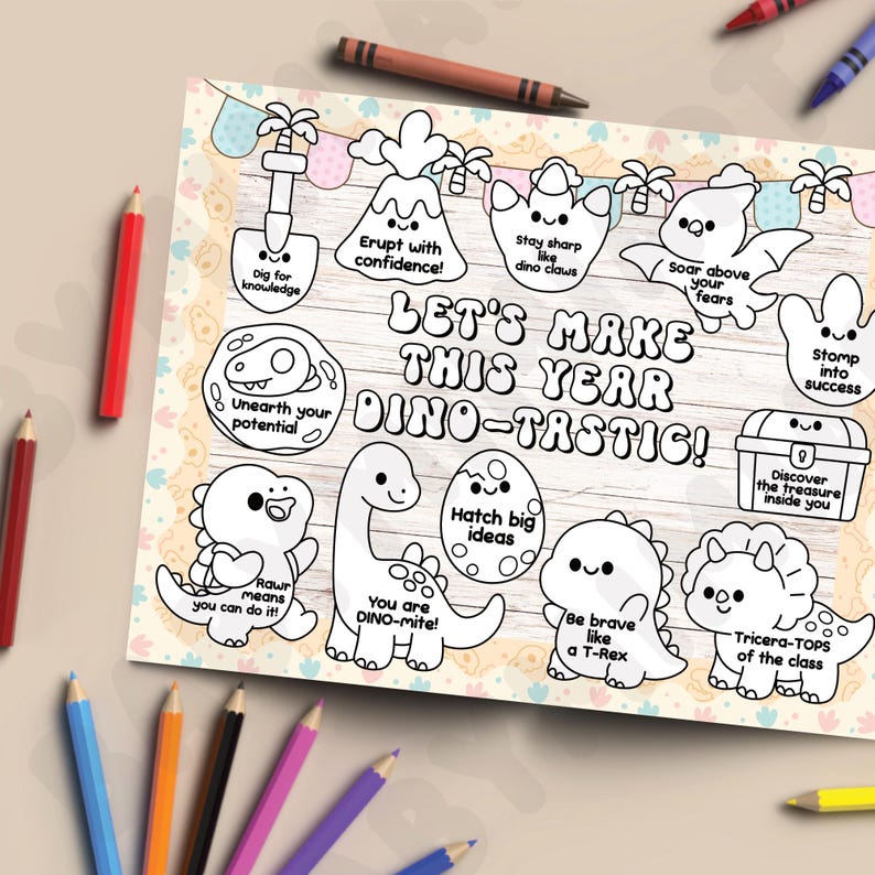 Back to School Dinosaur Bulletin Board, Motivation August Door Decor ...