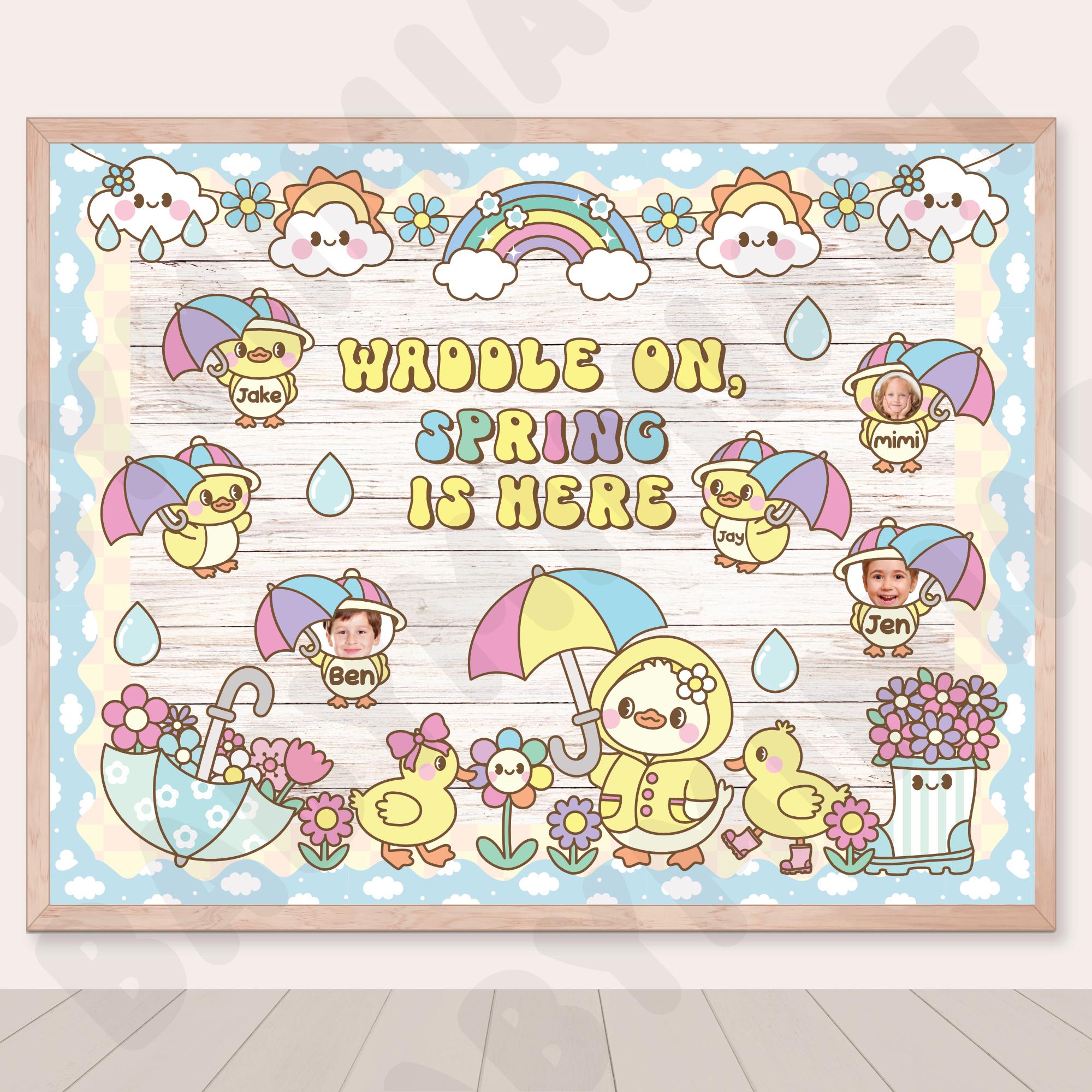 Groovy Spring Duckling Bulletin Board, Quack Spring is Back, April ...