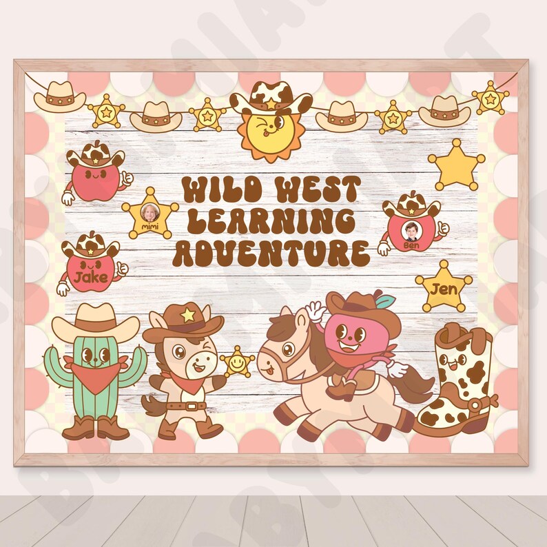 Western Groovy Retro School Bulletin Board, Howdy Saddle up for Success ...