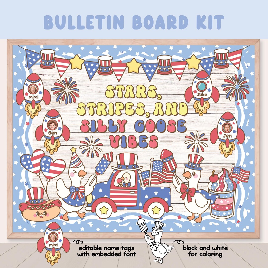4th of July Goose Bulletin Board, Summer Patriotic Silly Goose Door ...