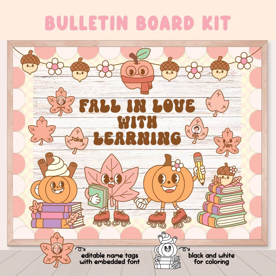 Groovy Retro Fall Autumn Bulletin Board Kit, Fall in Love With Learning ...