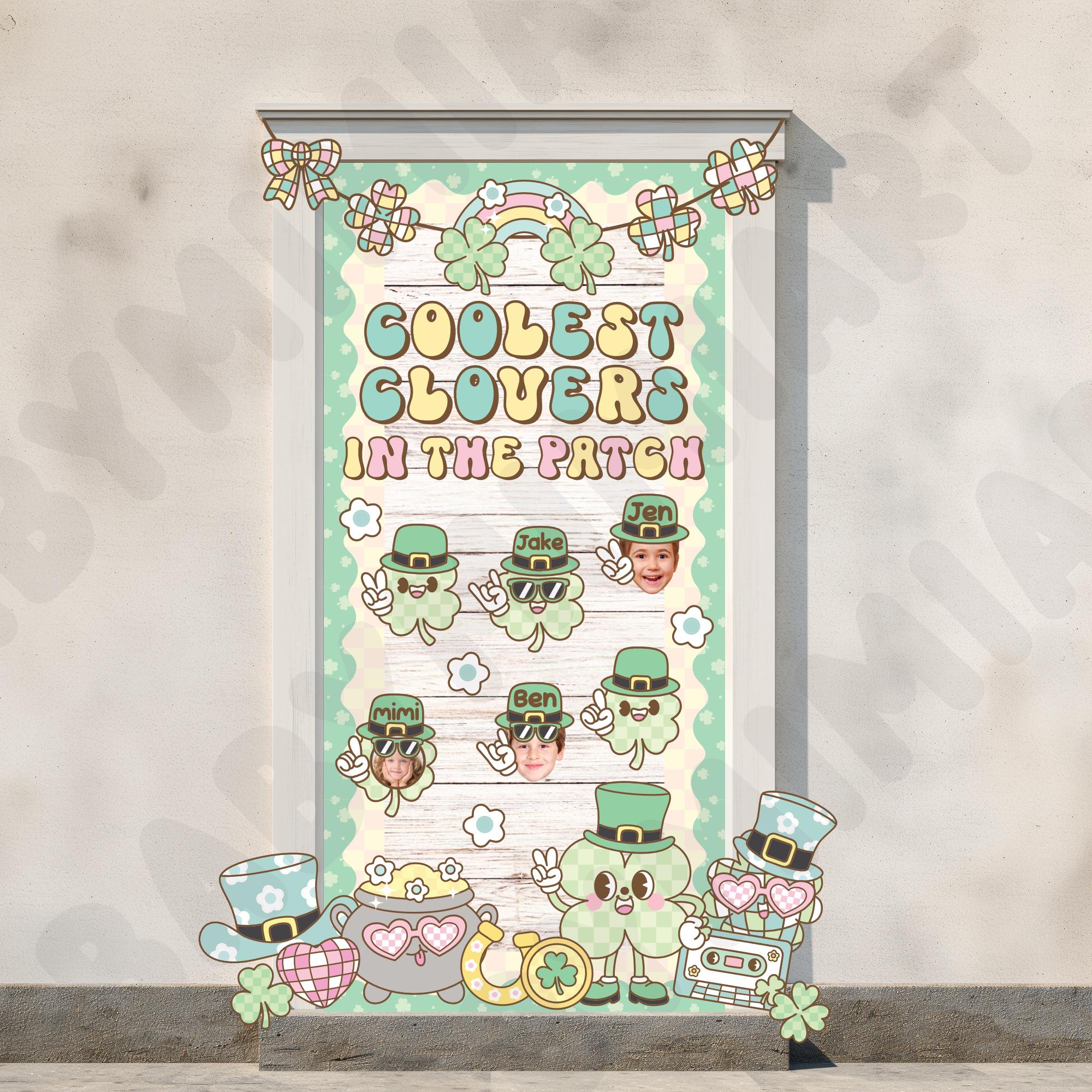 Groovy Retro St Patricks Day Bulletin Board, Retro Shamrock Clovers ...