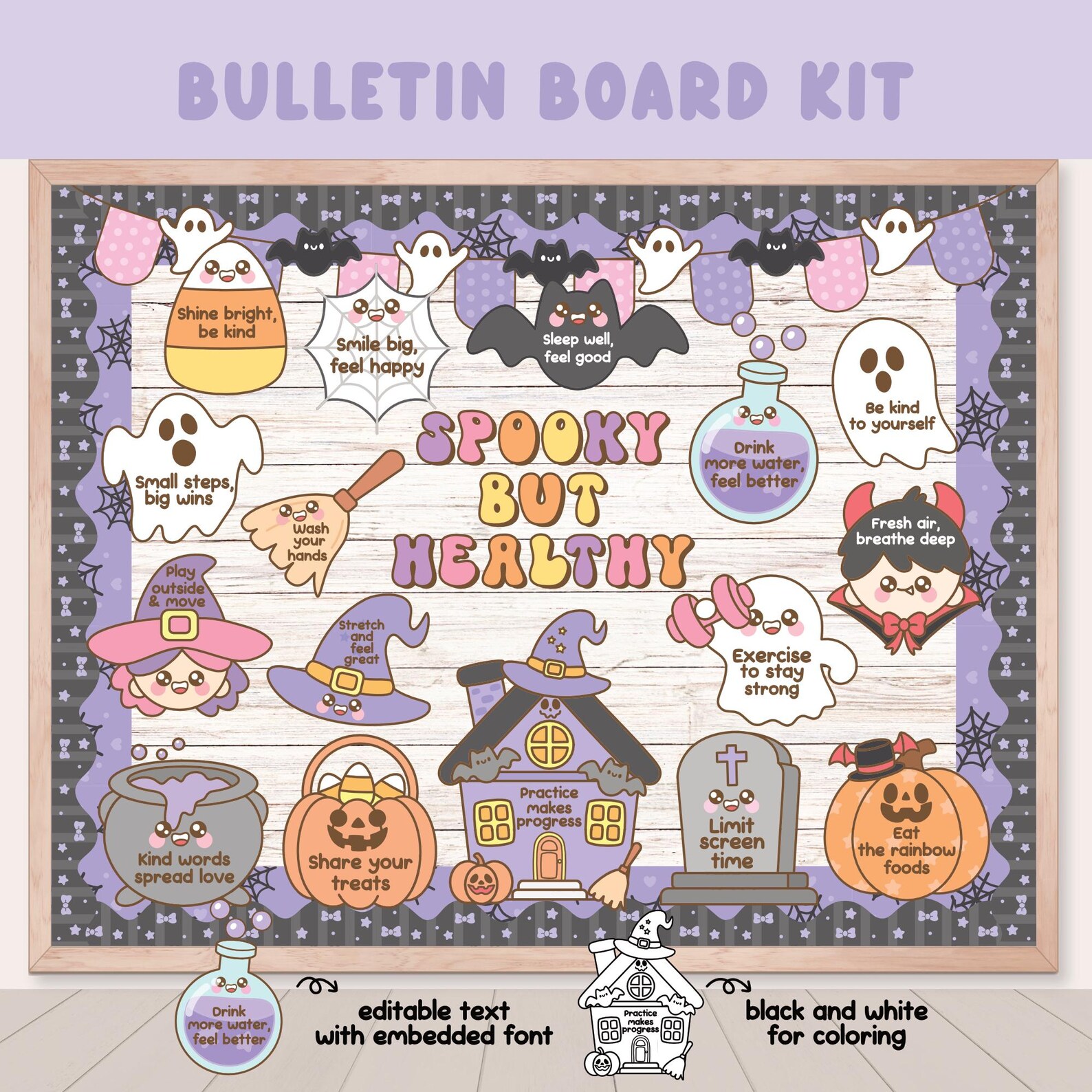 Halloween Healthy Habits Bulletin Board, Pastel Ghost October Classroom ...