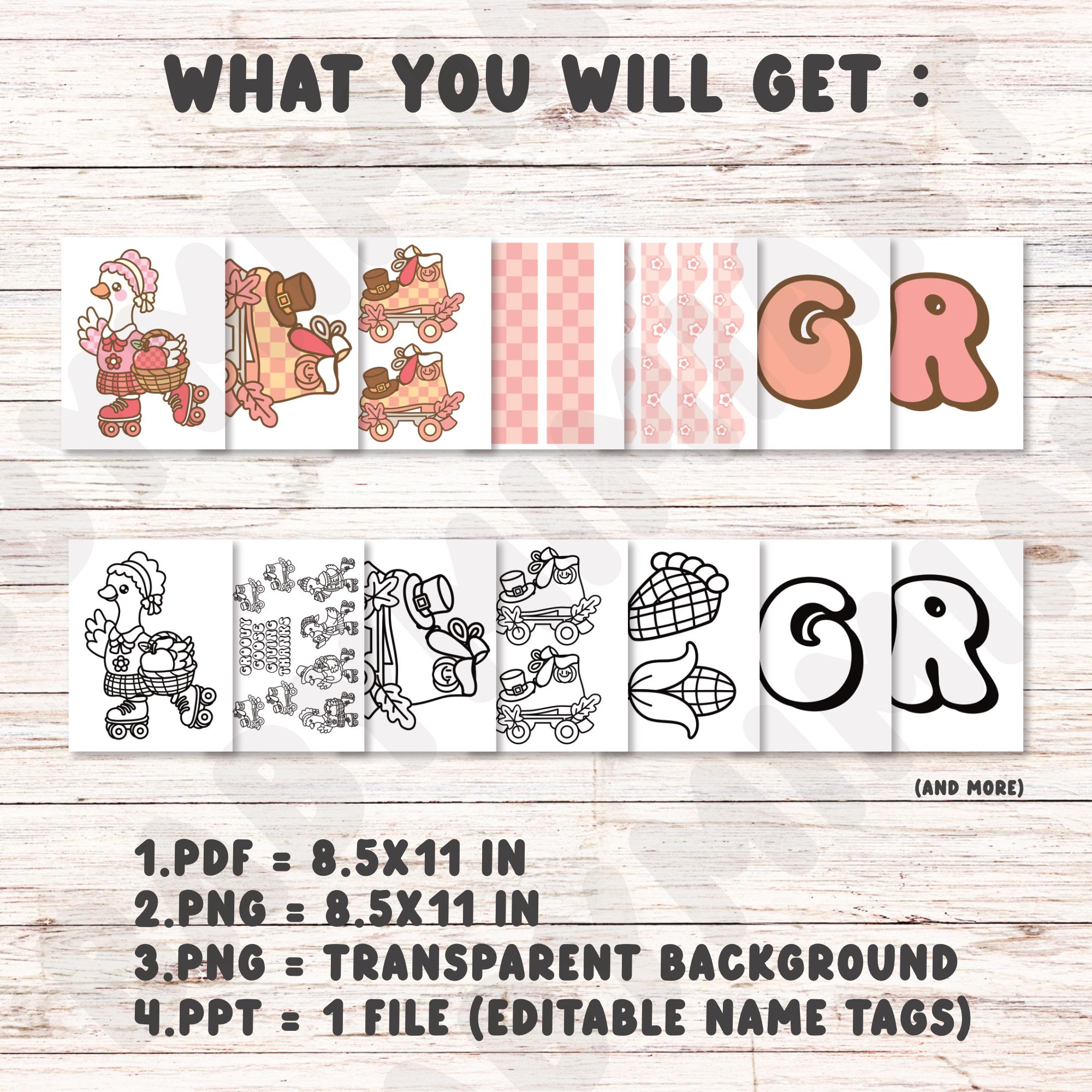 Groovy Thanksgiving Bulletin Board Kit: Retro Goose Decor (digital ...