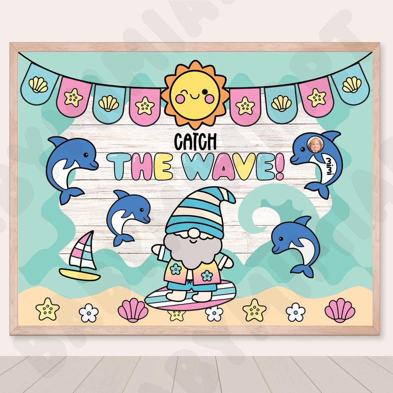 Summer Bulletin Board Kit, Ocean Beach Craft Clipart, Summer Door Decor ...
