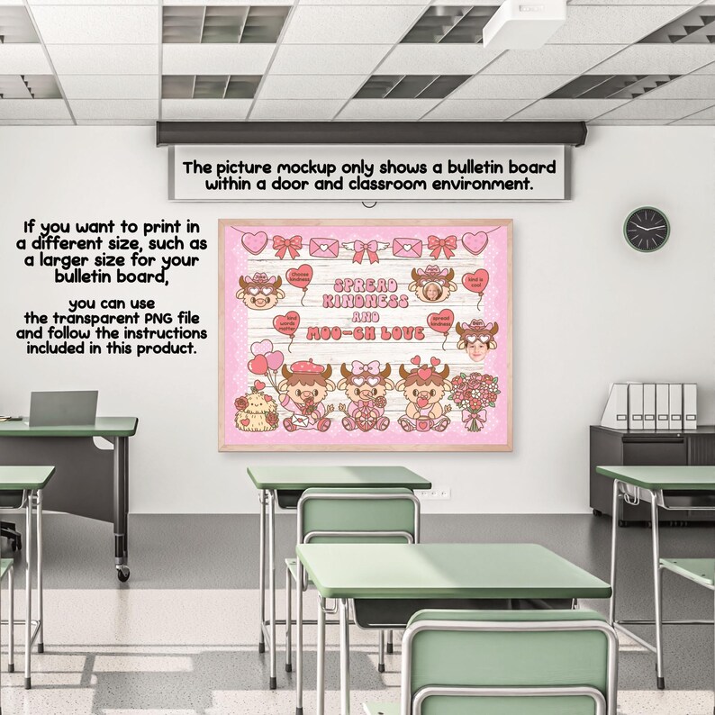 Highland Cow Valentines Day Kindness Bulletin Board Kit: February Door ...