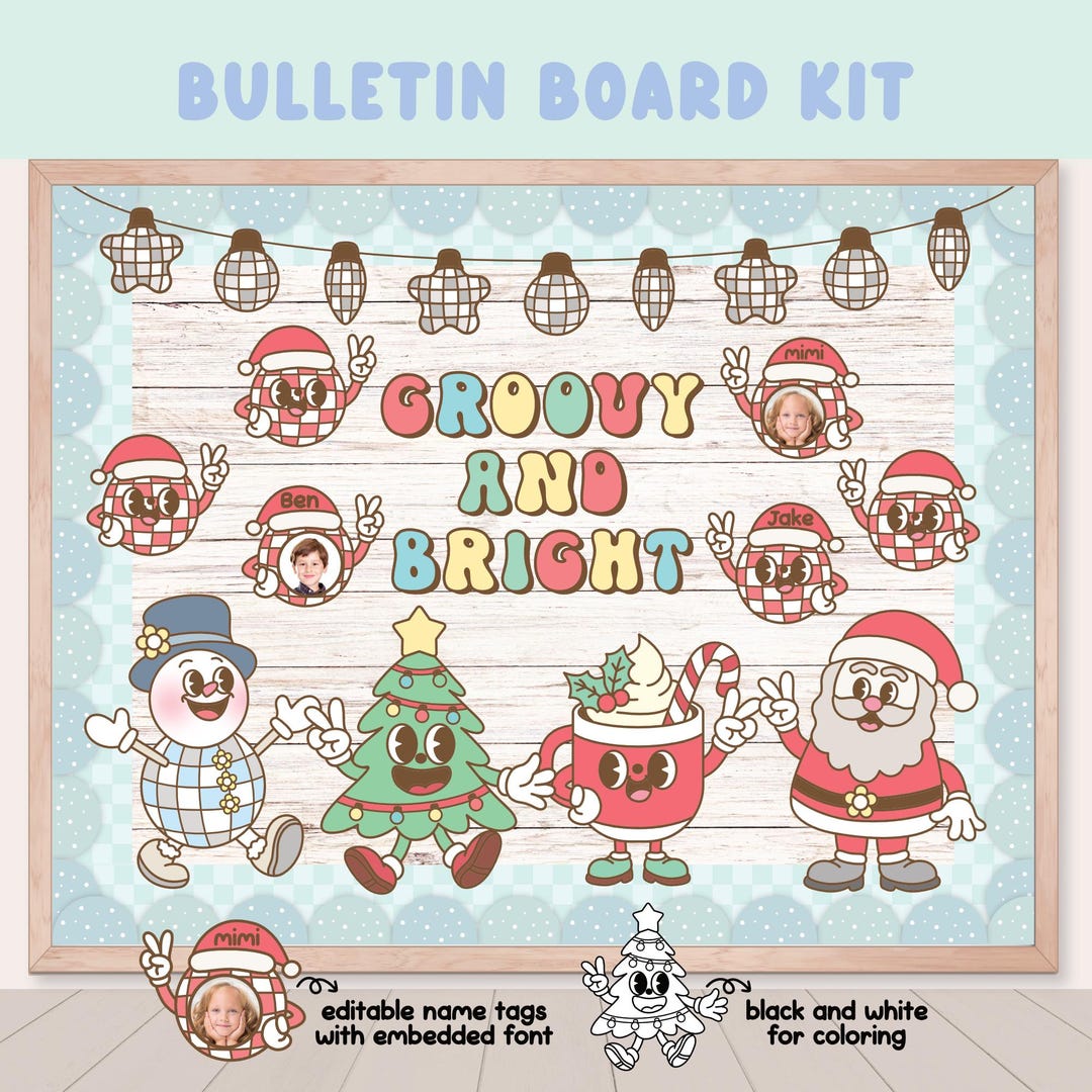 Groovy Retro Christmas Bulletin Board Kit, Groovy and Bright Disco Ball ...