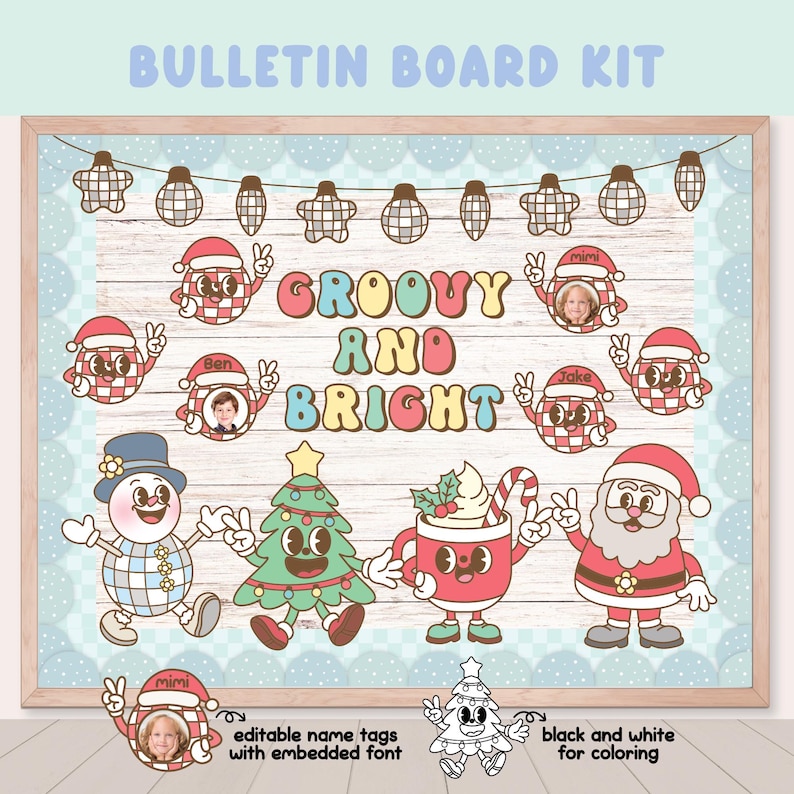 Groovy Retro Christmas Bulletin Board Kit, Groovy and Bright Disco Ball ...