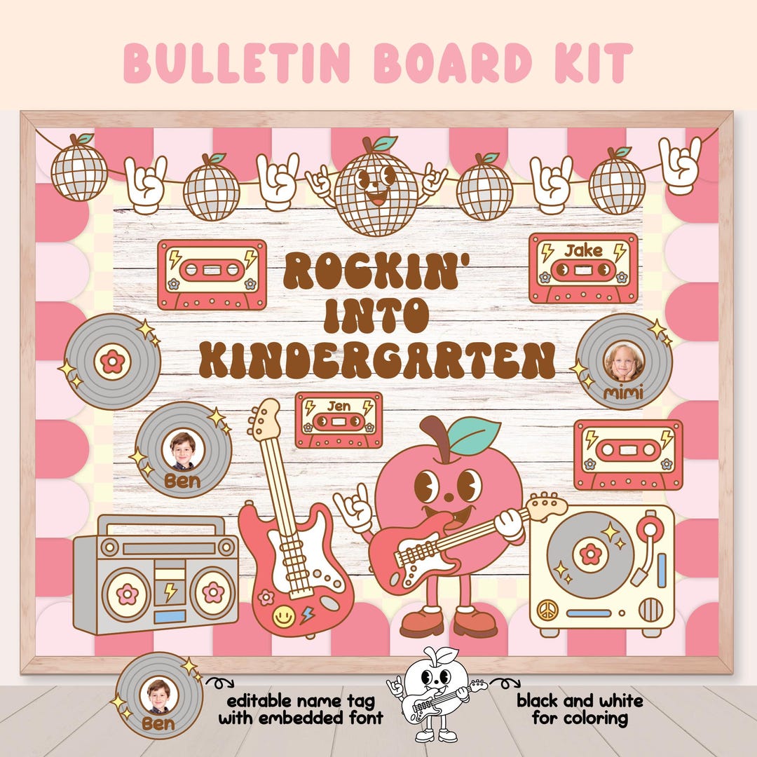 Groovy Retro School Bulletin Board Kit, Rock and Roll Clipart, Groovy ...