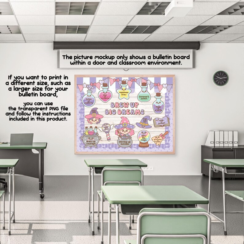 Halloween Bulletin Board Kit: Pastel Witch Potion Decor (editable Text ...