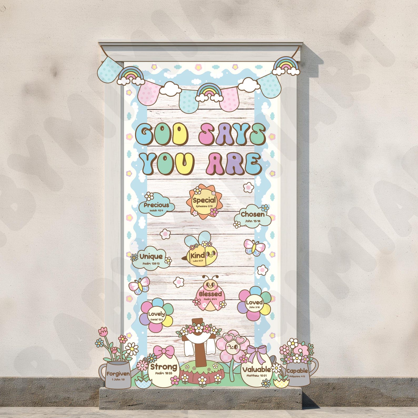 Christian Spring Flower Bulletin Board, God Says You Are, Spring April ...