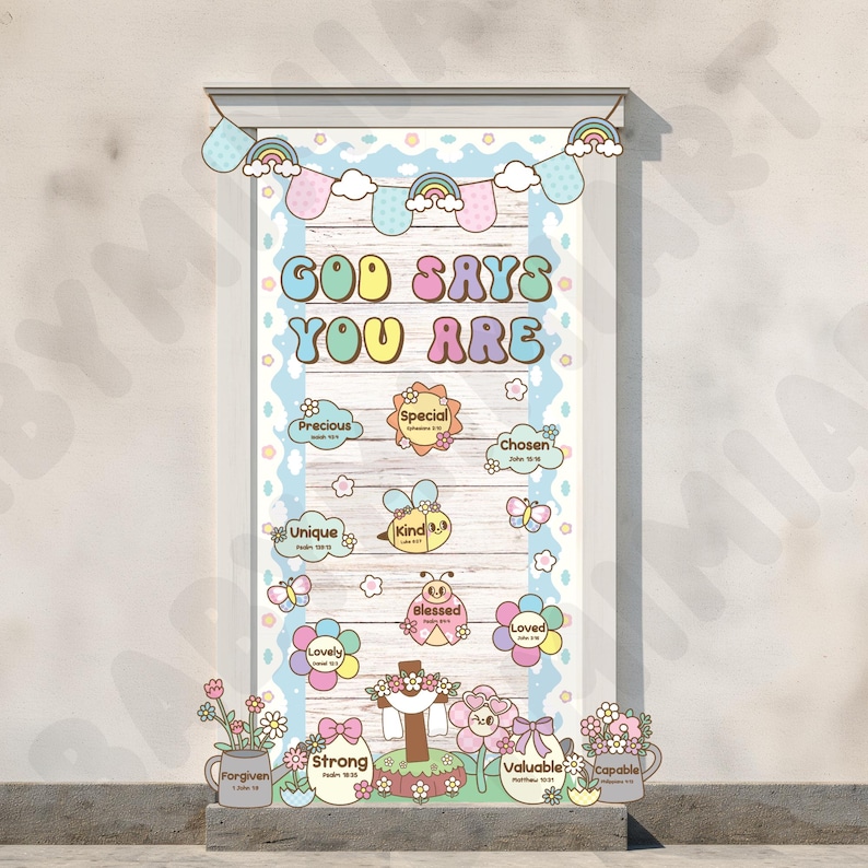 Christian Spring Flower Bulletin Board, God Says You Are, Spring April ...