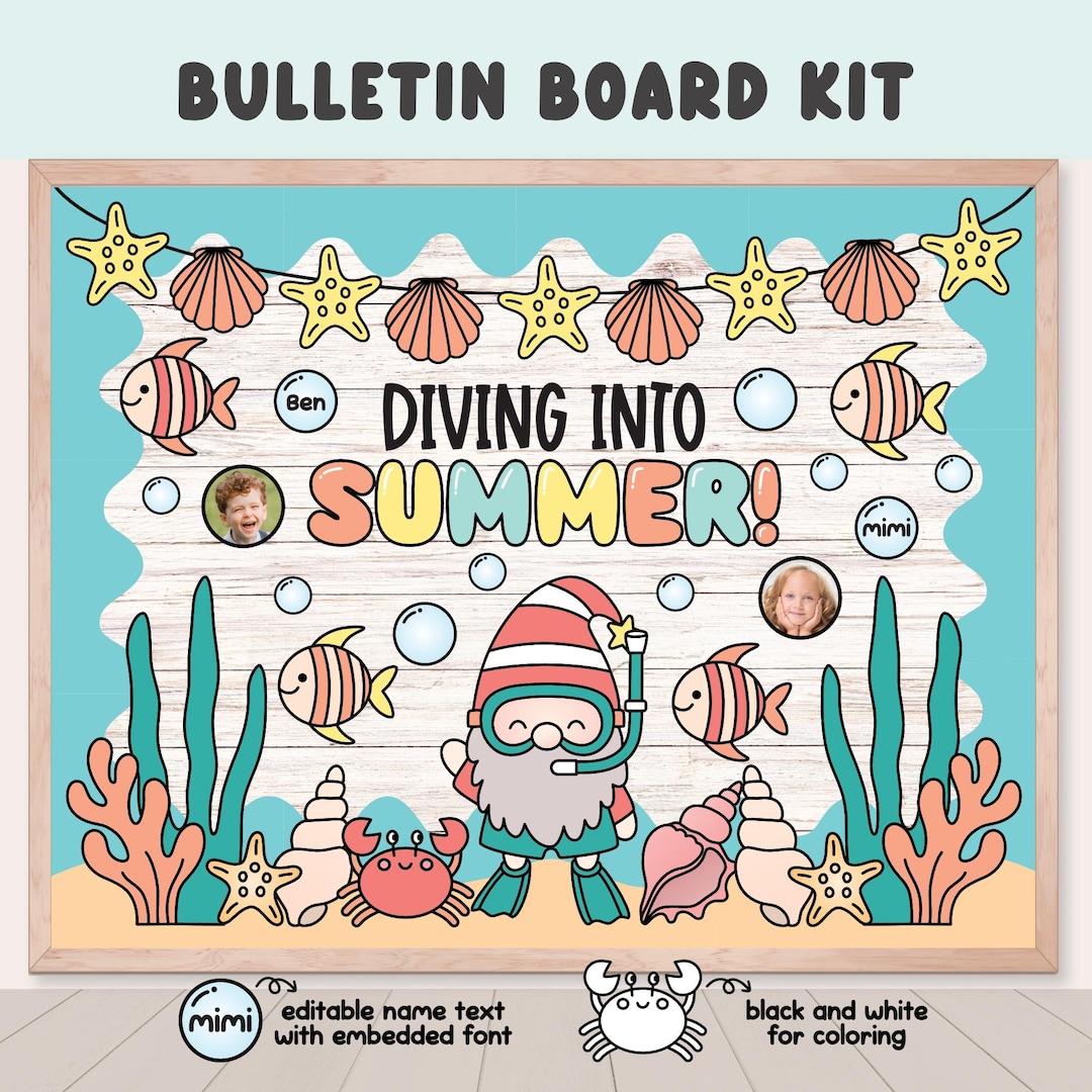 Summer Bulletin Board Kit, Ocean Craft Clipart, Summer Door Decoration ...