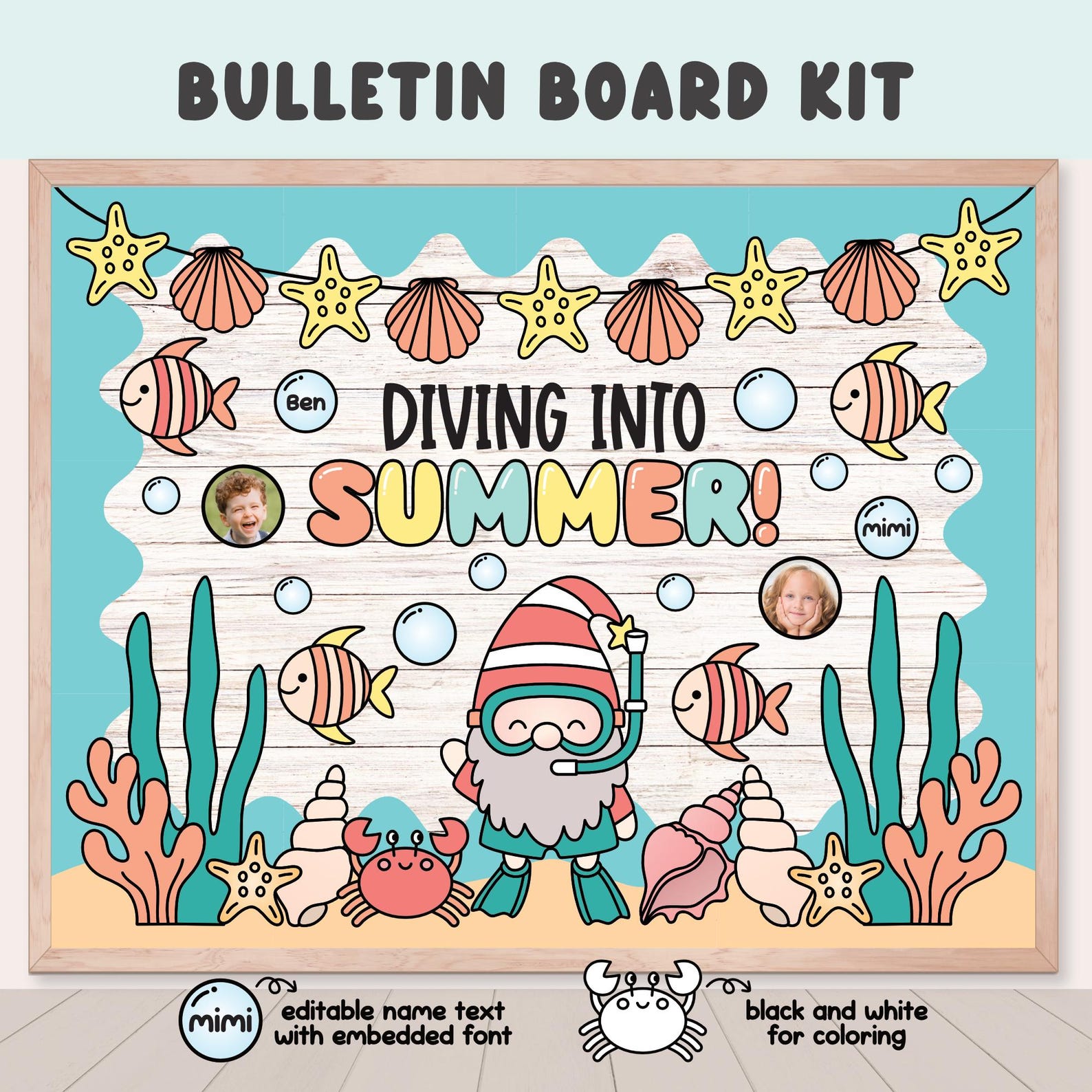 Summer Bulletin Board Kit, Ocean Craft Clipart, Summer Door Decoration ...