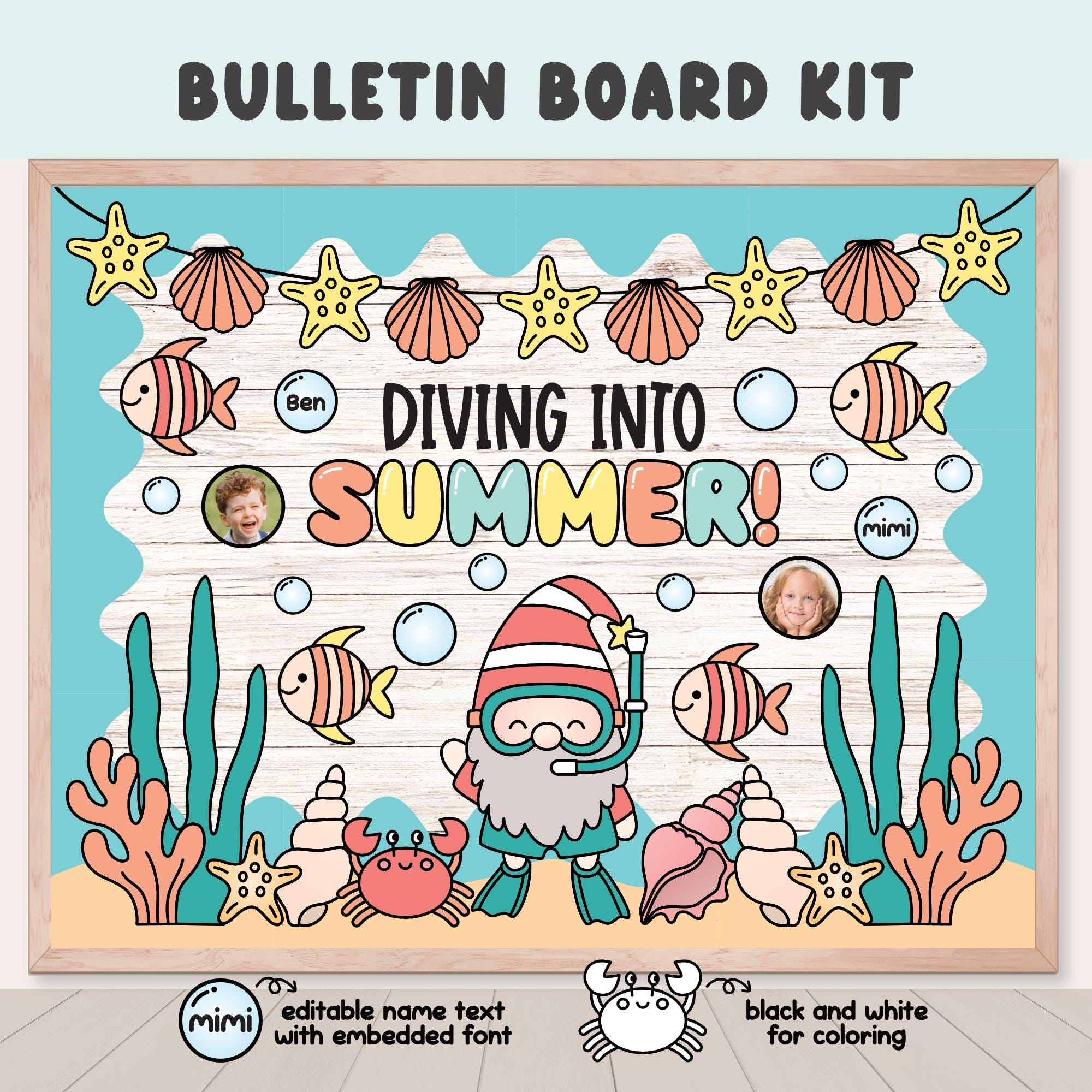 Summer Bulletin Board Kit, Ocean Craft Clipart, Summer Door Decoration ...