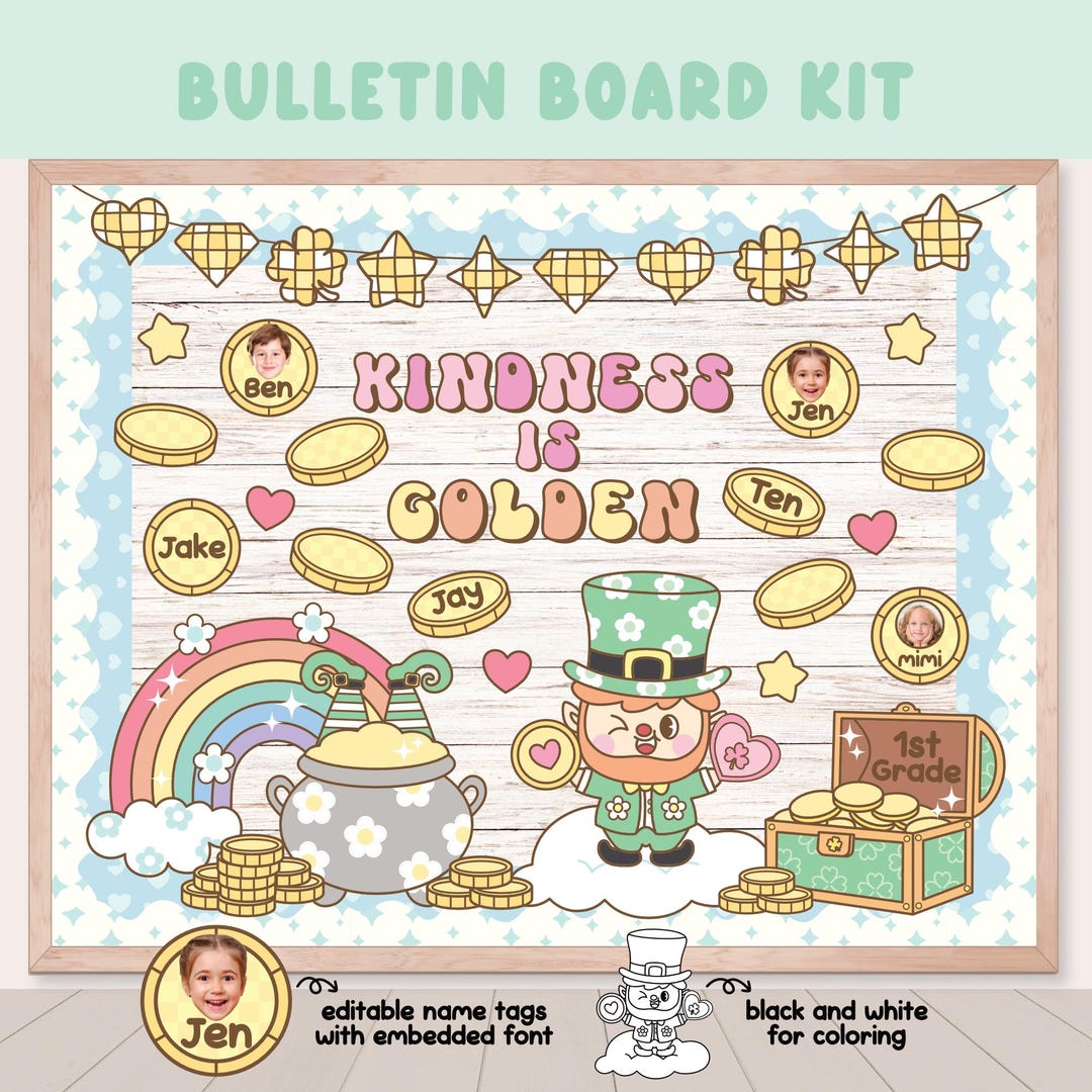 Groovy Retro St Patricks Day Bulletin Board, Golden Class Lucky Charms ...