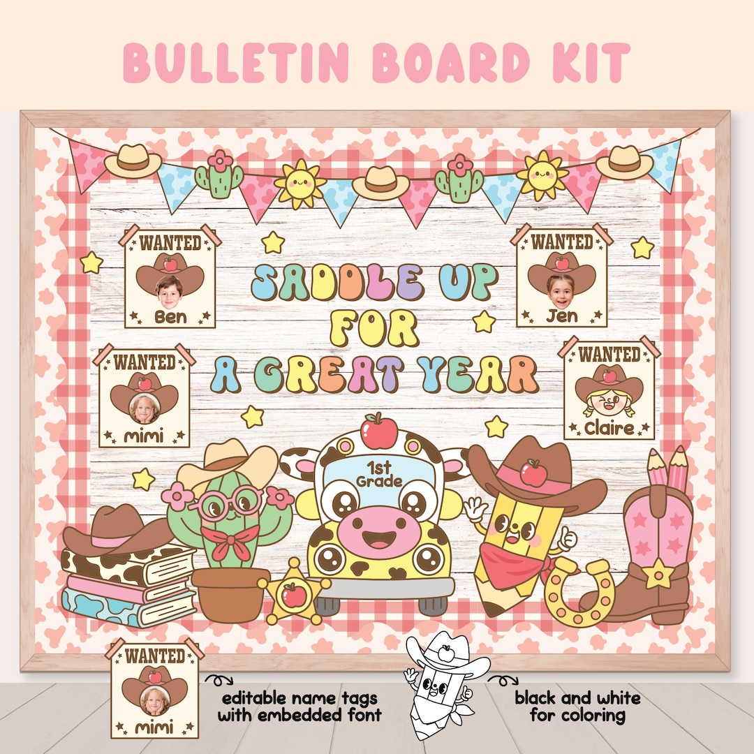 Western Groovy Retro Back to School Bulletin Board,howdy Saddle Up ...