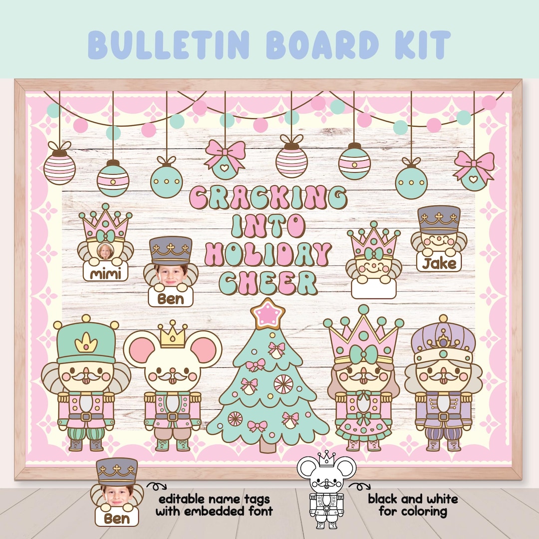 Nutcracker Bulletin Board Kit, Merry and Bright, Pink Mint Christmas ...