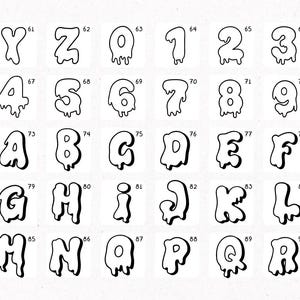120 Creepy Kawaii Dripping Letter Procreate Stamps, Alphabet Procreate ...